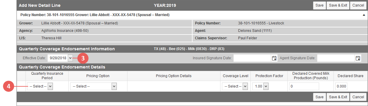 Add Endorsements (QCE) to a DRP Coverage