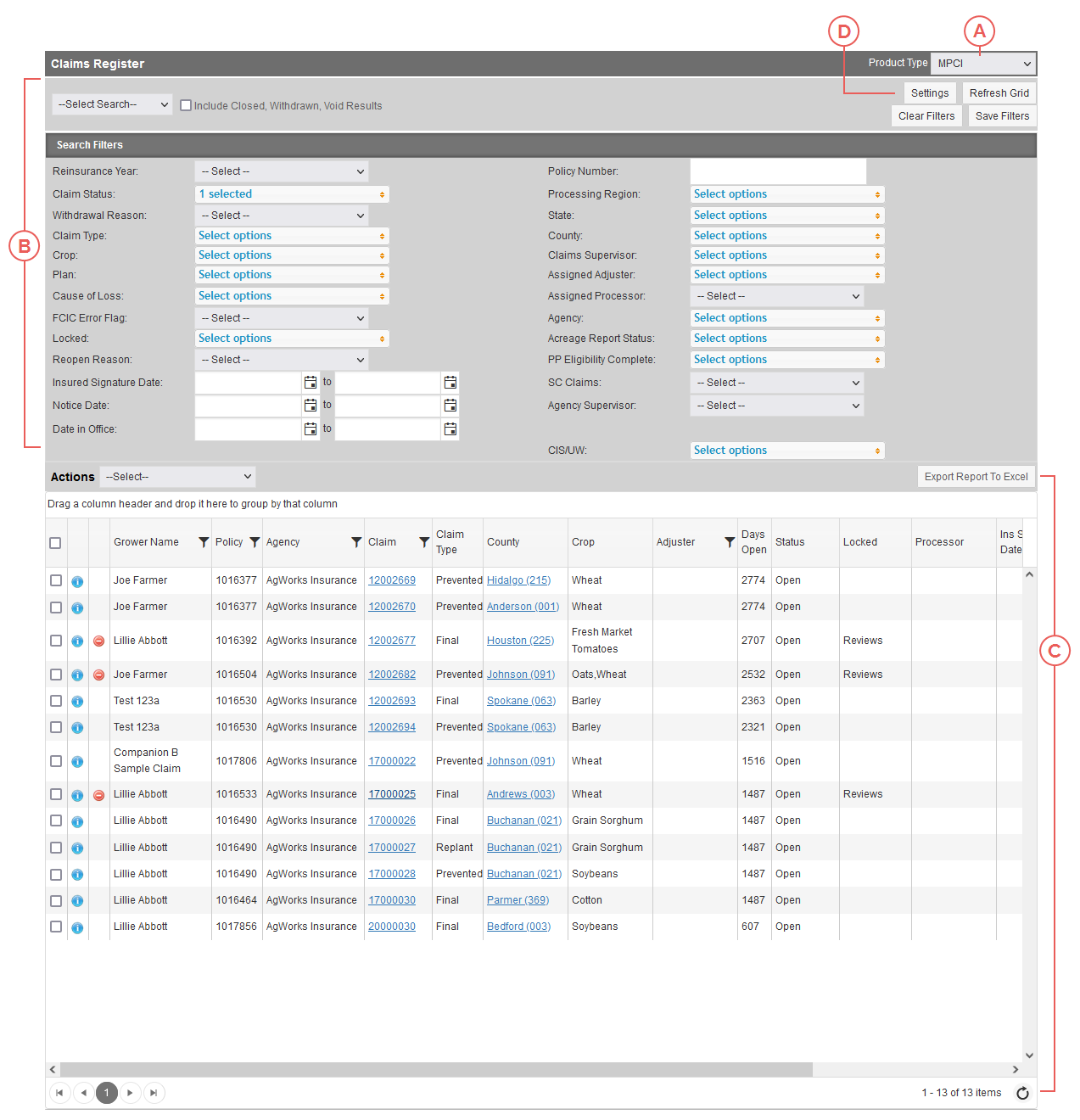 At a Glance: Claims & Inspections Register